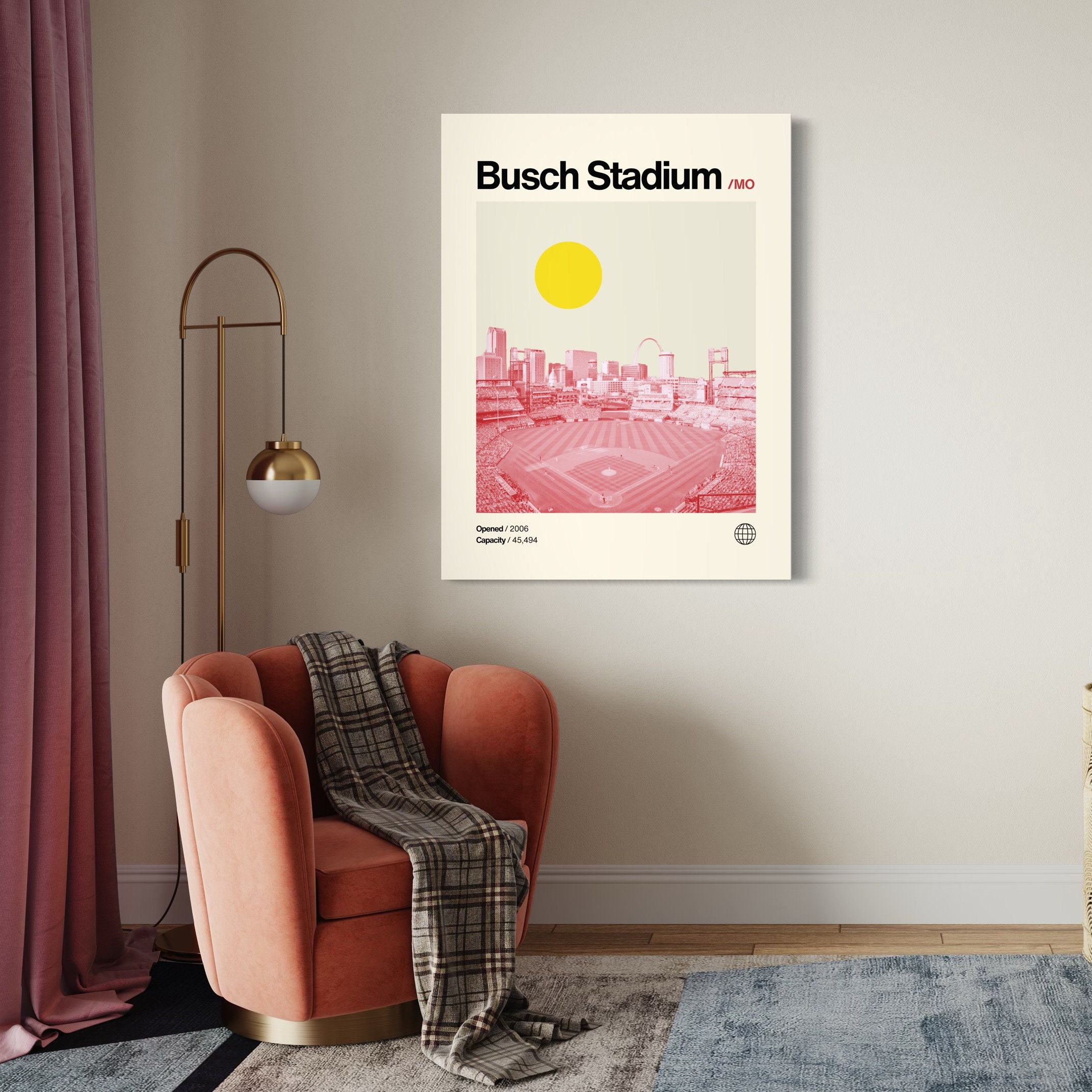 Busch Stadium Monotone Poster, Cardinals Poster, Minimalist, Helvetica ...