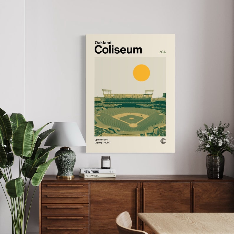 Oakland Coliseum Modern Poster, A's Poster, Minimalist, Helvetica, Mid ...