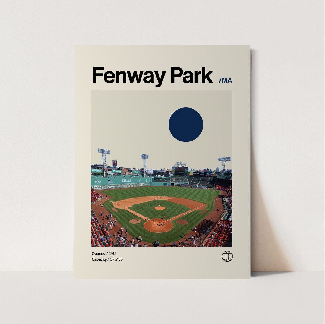 Fenway Park Poster, Redsox Poster, Minimalist, Helvetica, Mid-century ...