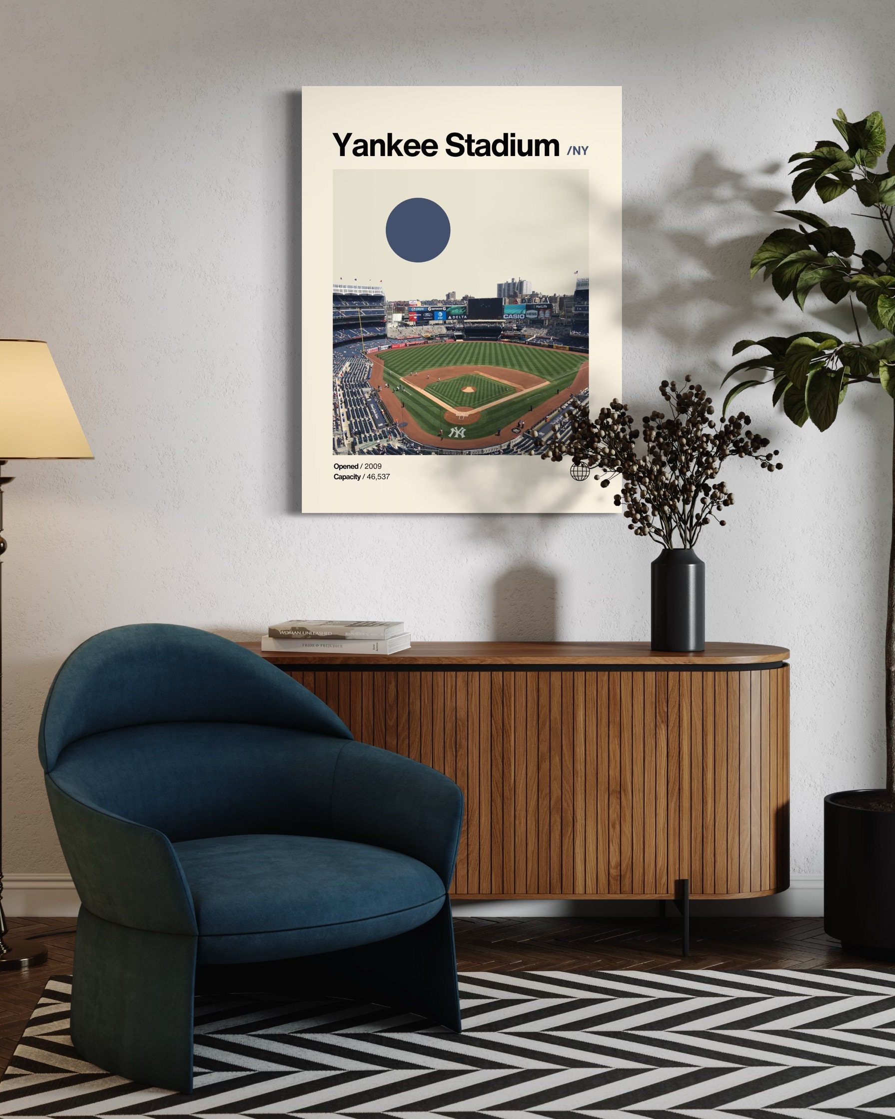 Yankee Stadium Poster, Minimalist, Helvetica, Mid-century Modern ...