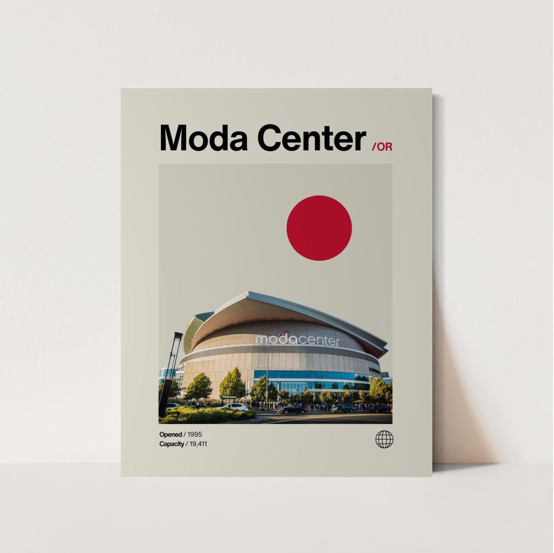 Moda Center Poster, Trail Blazers Poster, Minimalist, Helvetica, Mid ...