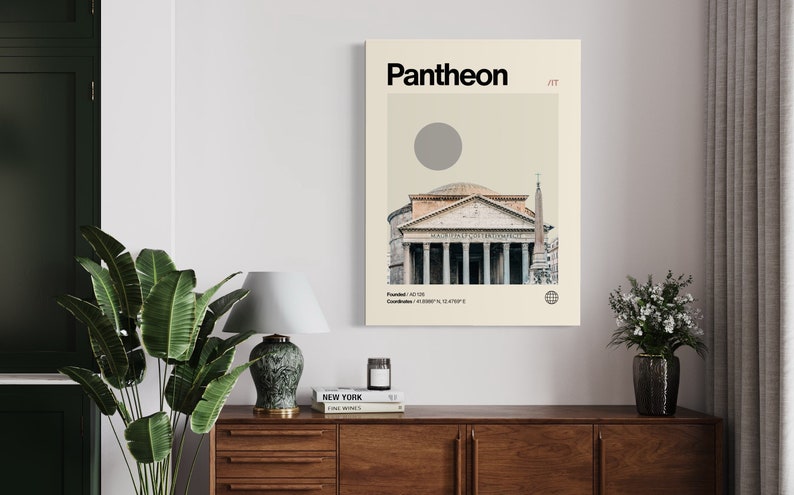 Pantheon Poster, Minimalist, Helvetica, Mid-century Modern, Pantheon ...