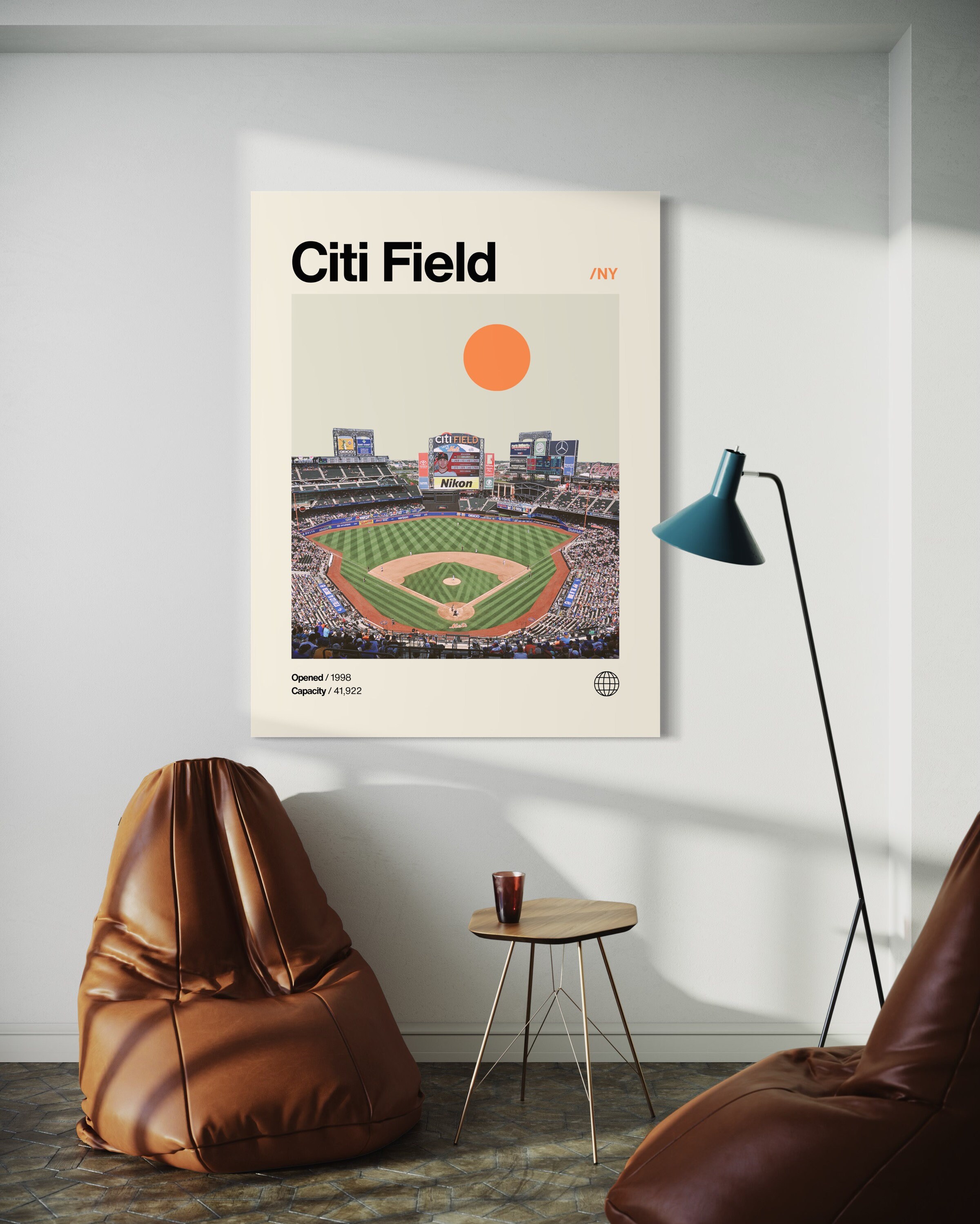 Citi Field Poster, Mets Poster, Minimalist, Helvetica, Mid-century ...