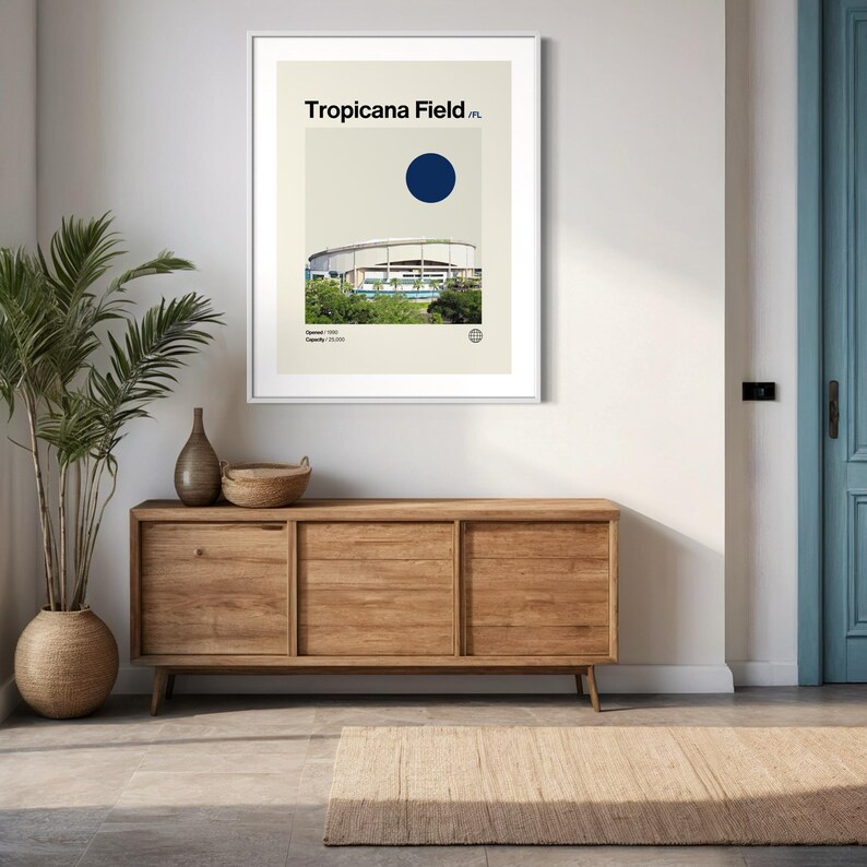 Tropicana Field Poster, Rays Poster, Minimalist, Helvetica, Mid-century ...