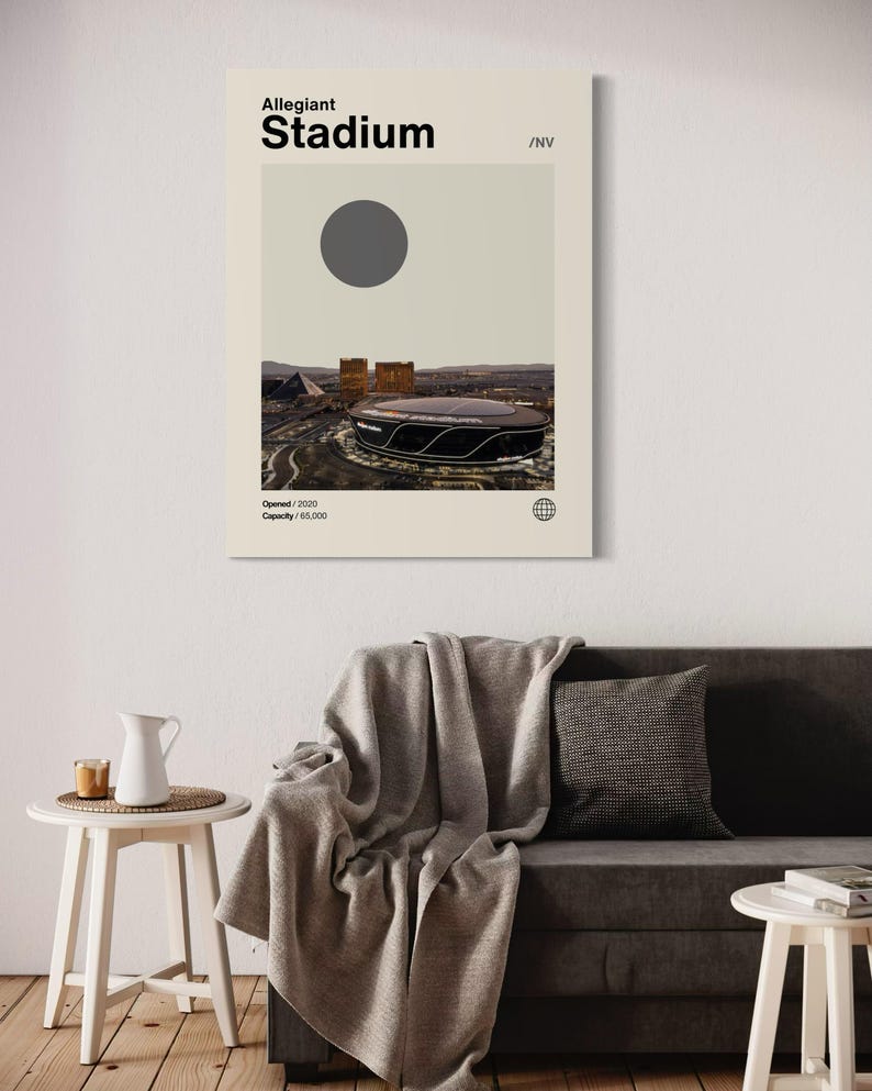 Allegiant Stadium Poster, Raiders Poster, Minimalist, Helvetica, Mid ...