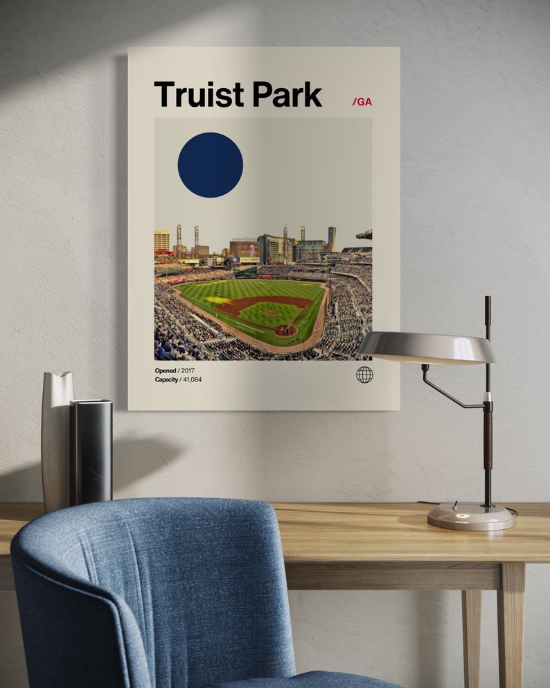 Truist Park Poster, Braves Poster, Minimalist, Helvetica, Mid-century ...