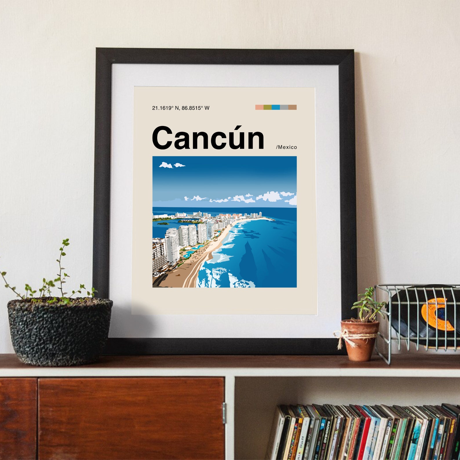 Cancun Poster, Minimalist, Helvetica, Mid-century Modern, Cancun Travel ...