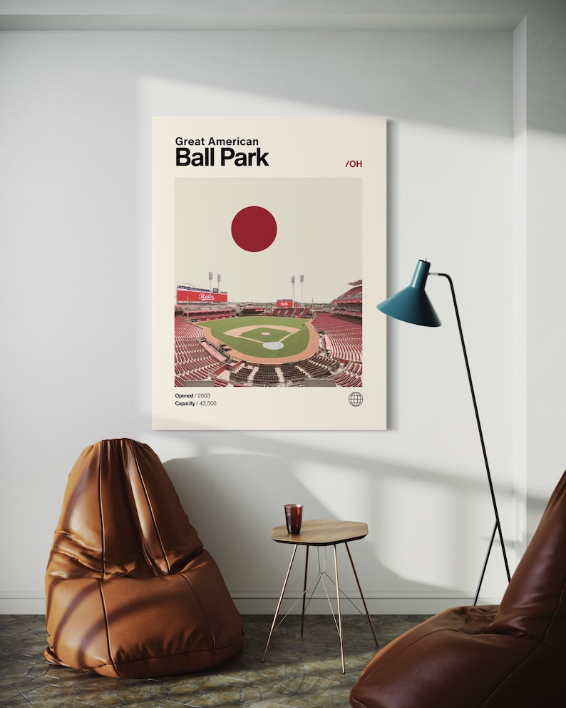 Great American Ball Park Poster, Reds Poster, Minimalist, Helvetica ...