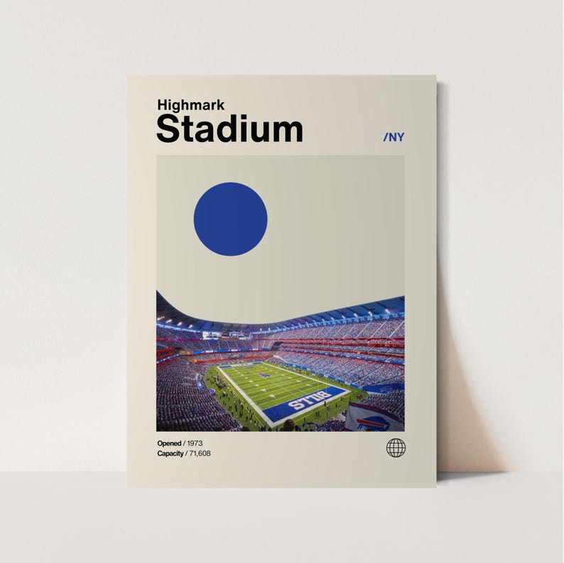 Highmark Stadium Poster, Bills Poster, Minimalist, Helvetica, Mid ...