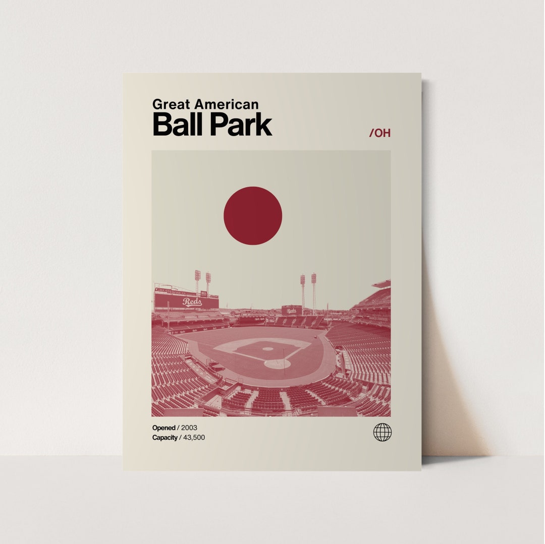 Great American Ballpark Monotone Poster, Reds Poster, Minimalist ...