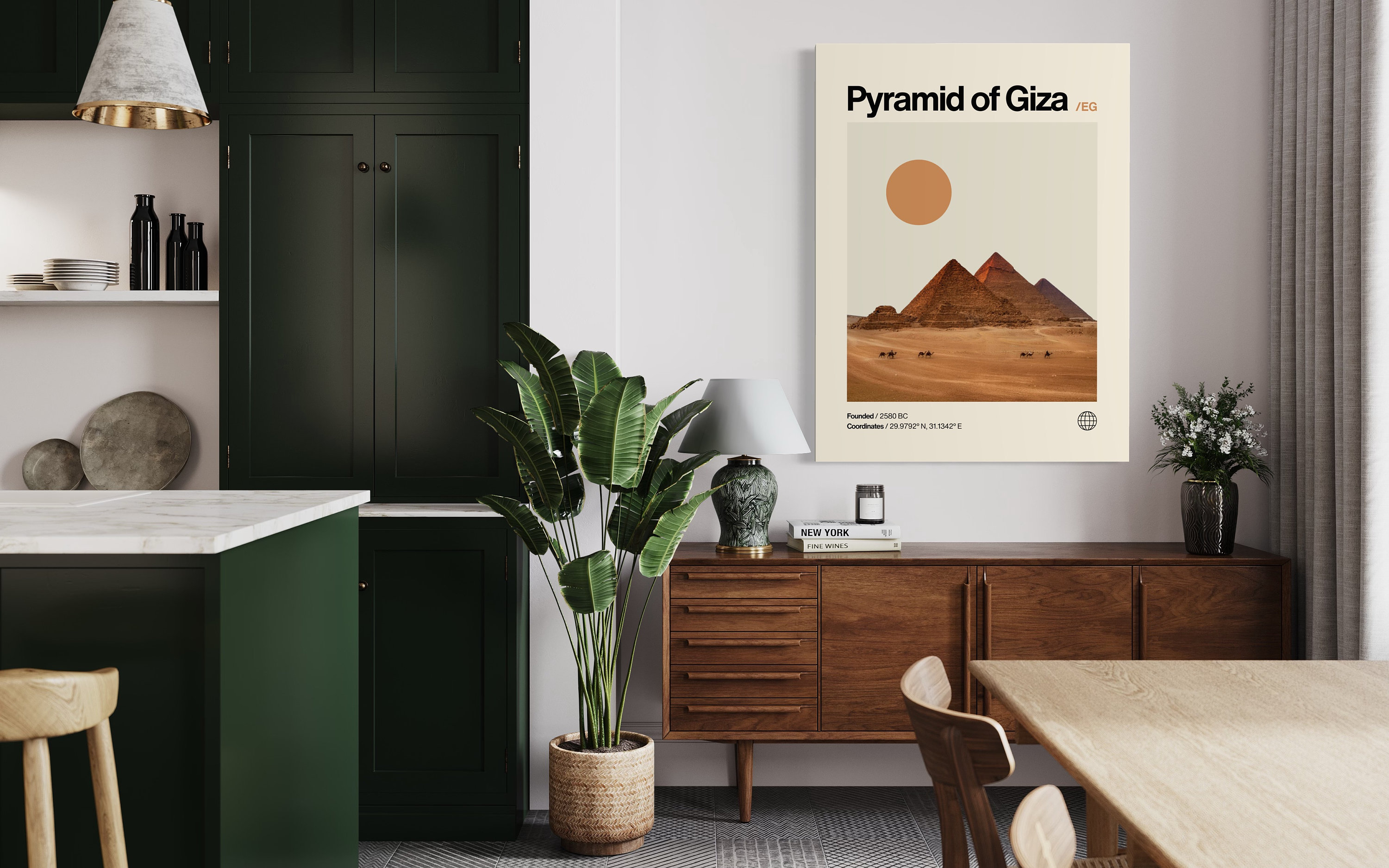 Pyramid of Giza Poster, Minimalist, Helvetica, Mid-century Modern ...