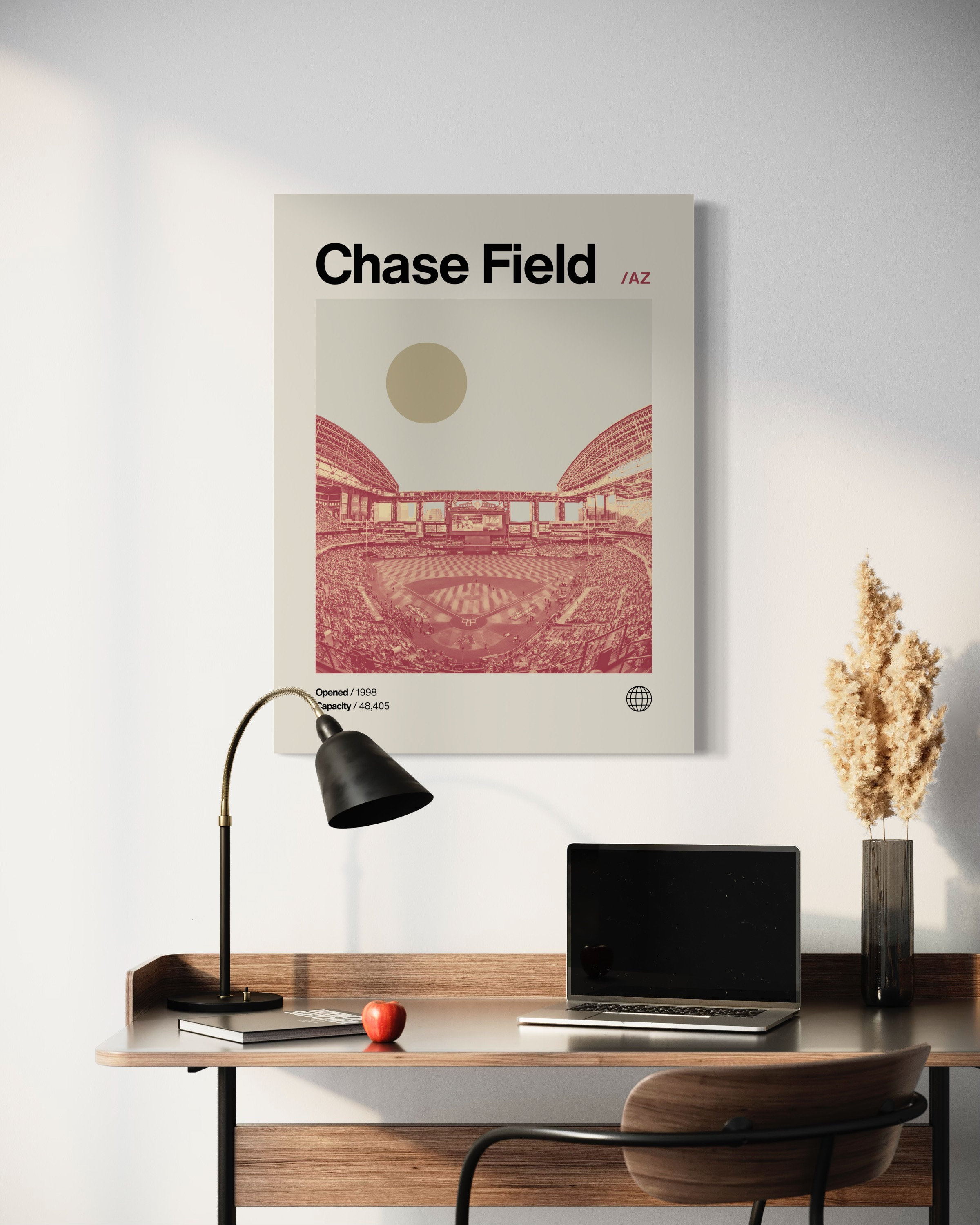 Chase Field Monotone Poster, Diamondbacks Poster, Minimalist, Helvetica ...