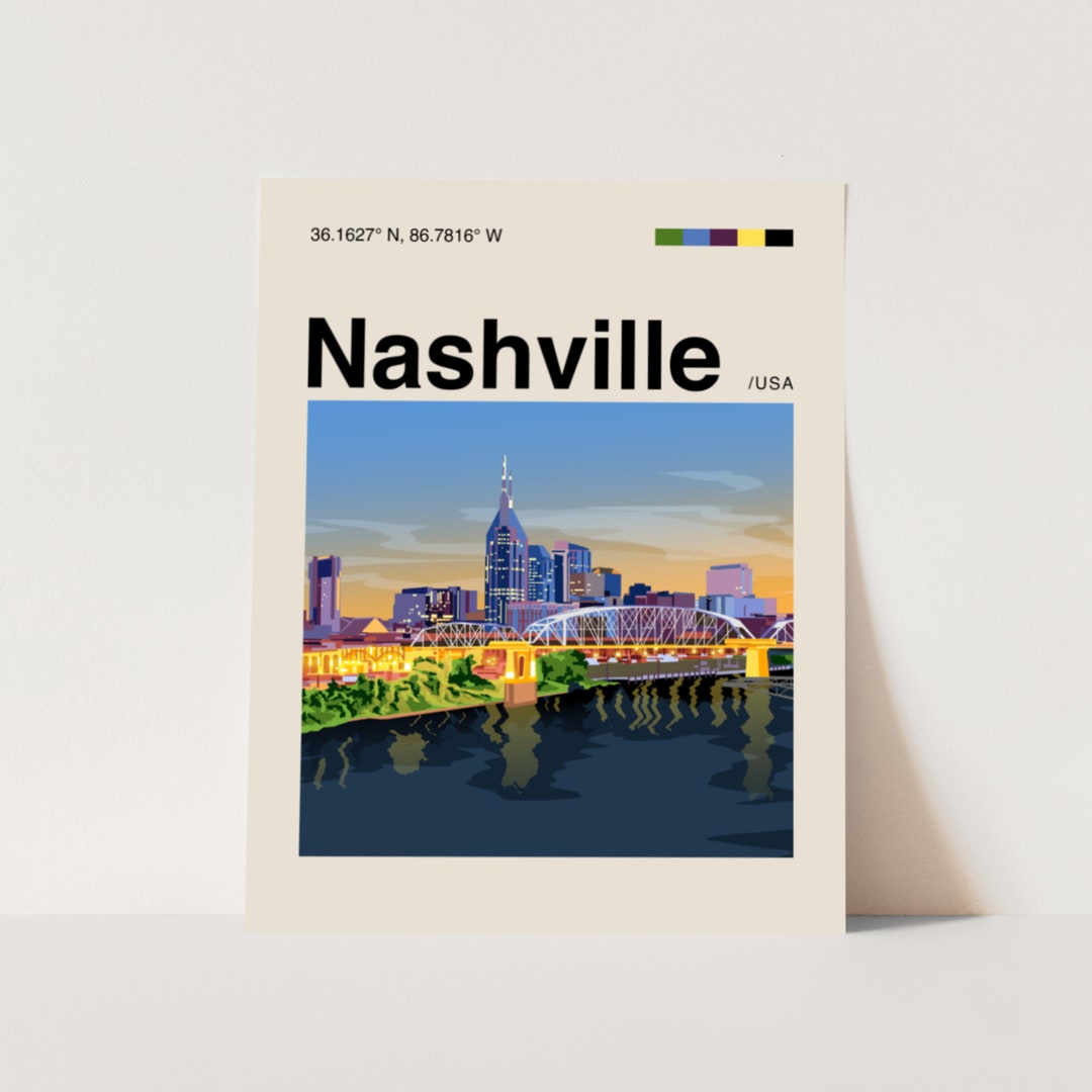 Nashville Poster, Minimalist, Helvetica, Mid-century Modern, Nashville ...