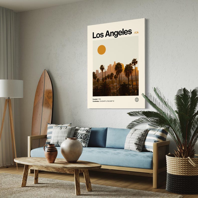 Los Angeles Poster, Minimalist, Helvetica, Mid-century Modern, Los ...