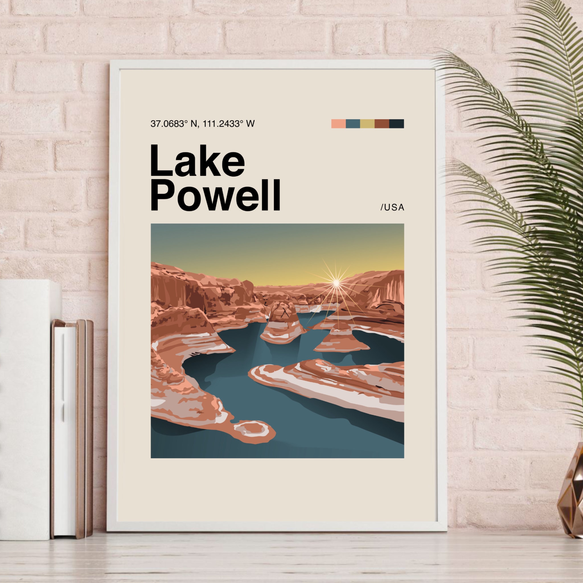 Lake Powell Poster, Minimalist, Helvetica, Mid-century Modern, Lake ...