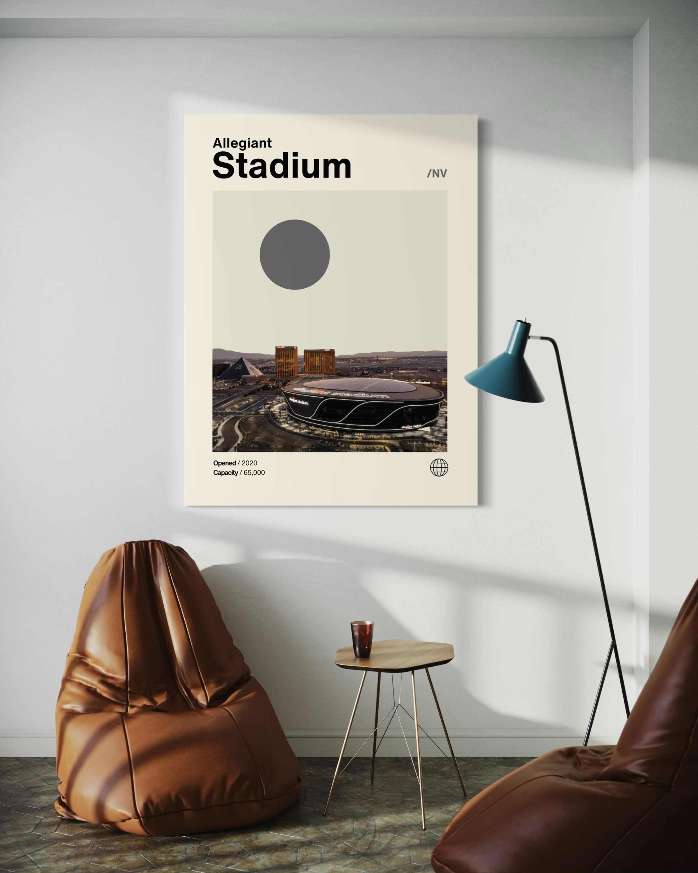 Allegiant Stadium Poster, Raiders Poster, Minimalist, Helvetica, Mid ...
