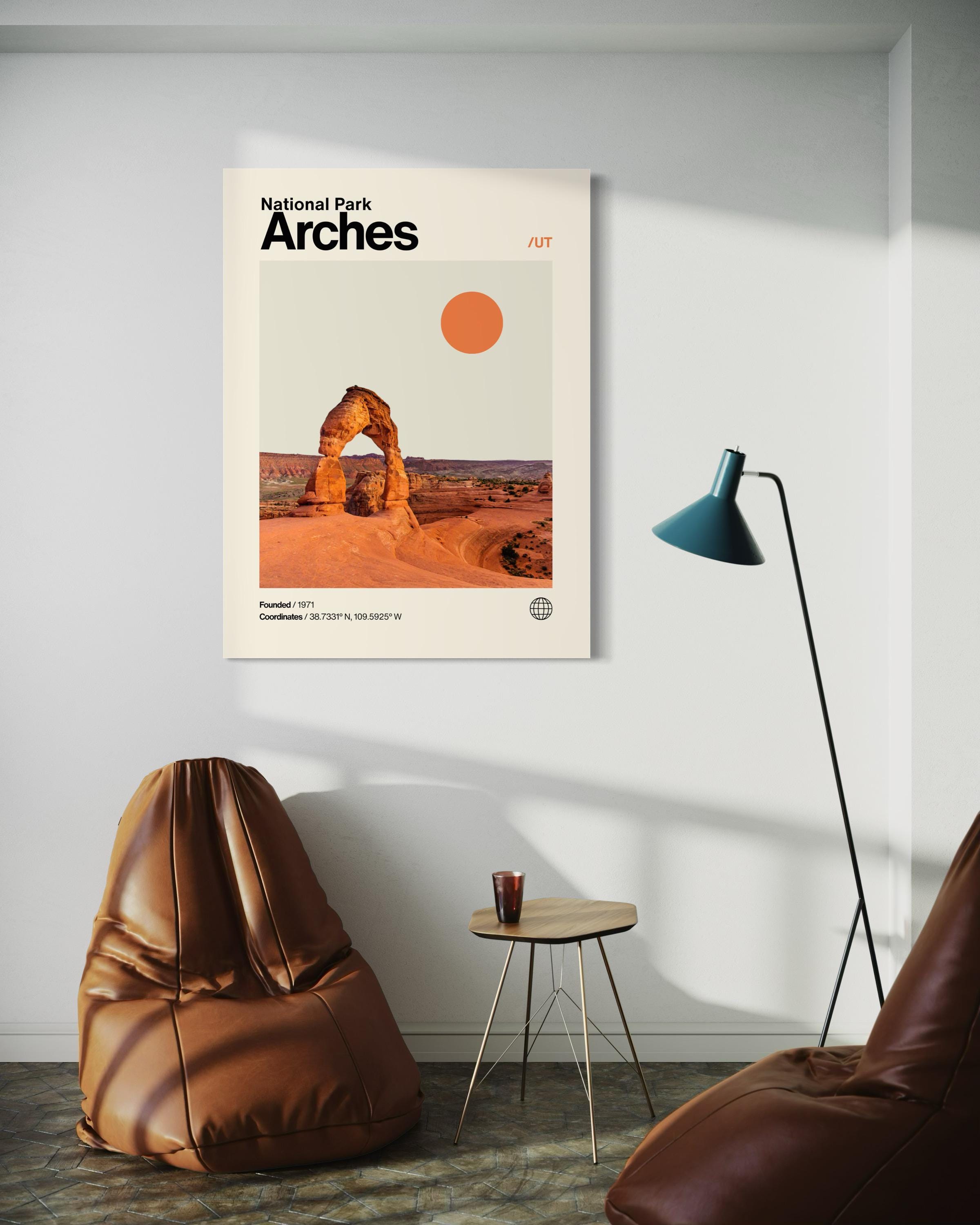 Arches Poster, Minimalist, Helvetica, Mid-century Modern, Utah Poster ...