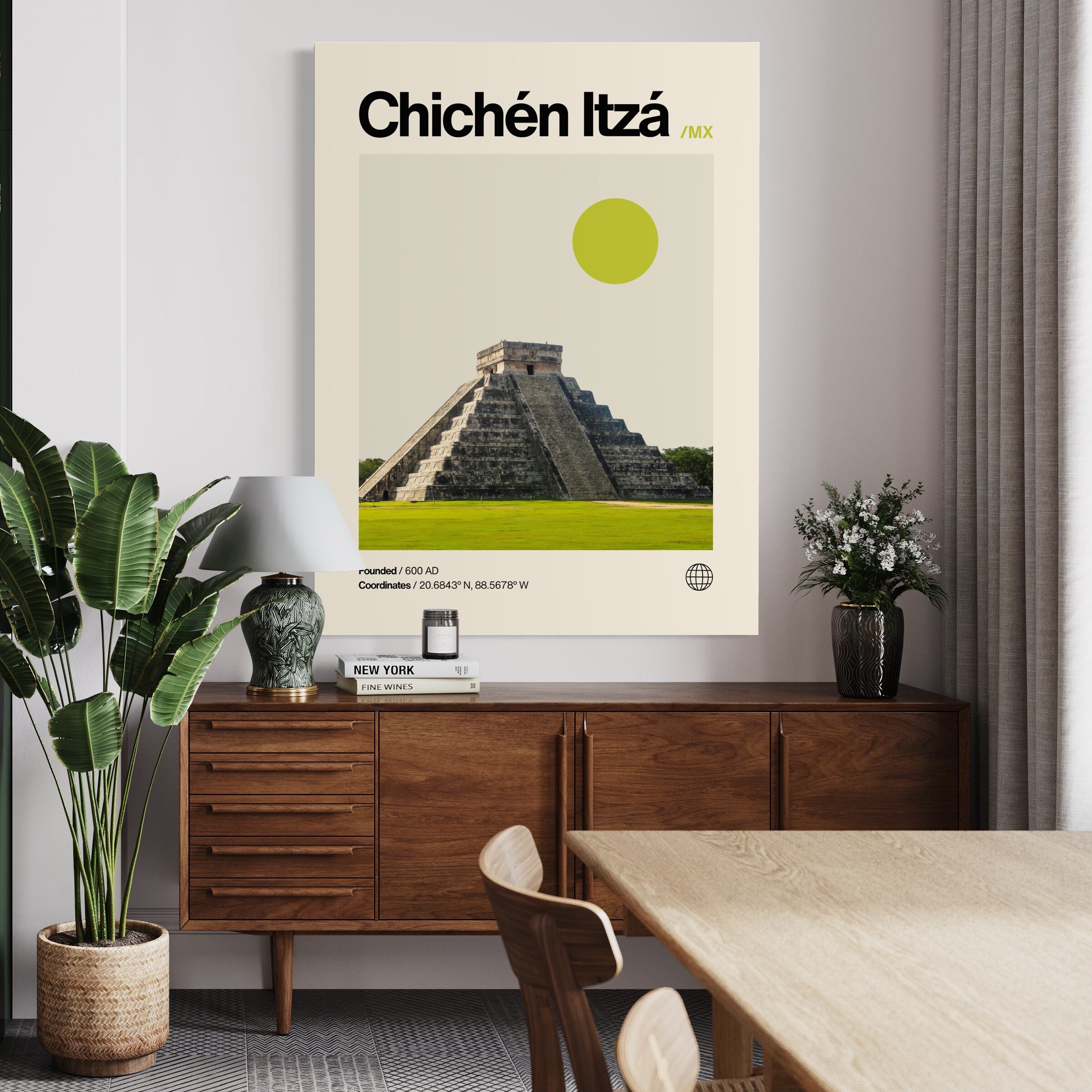 Chichen Itza Poster, Minimalist, Helvetica, Mid-century Modern, Chichen ...