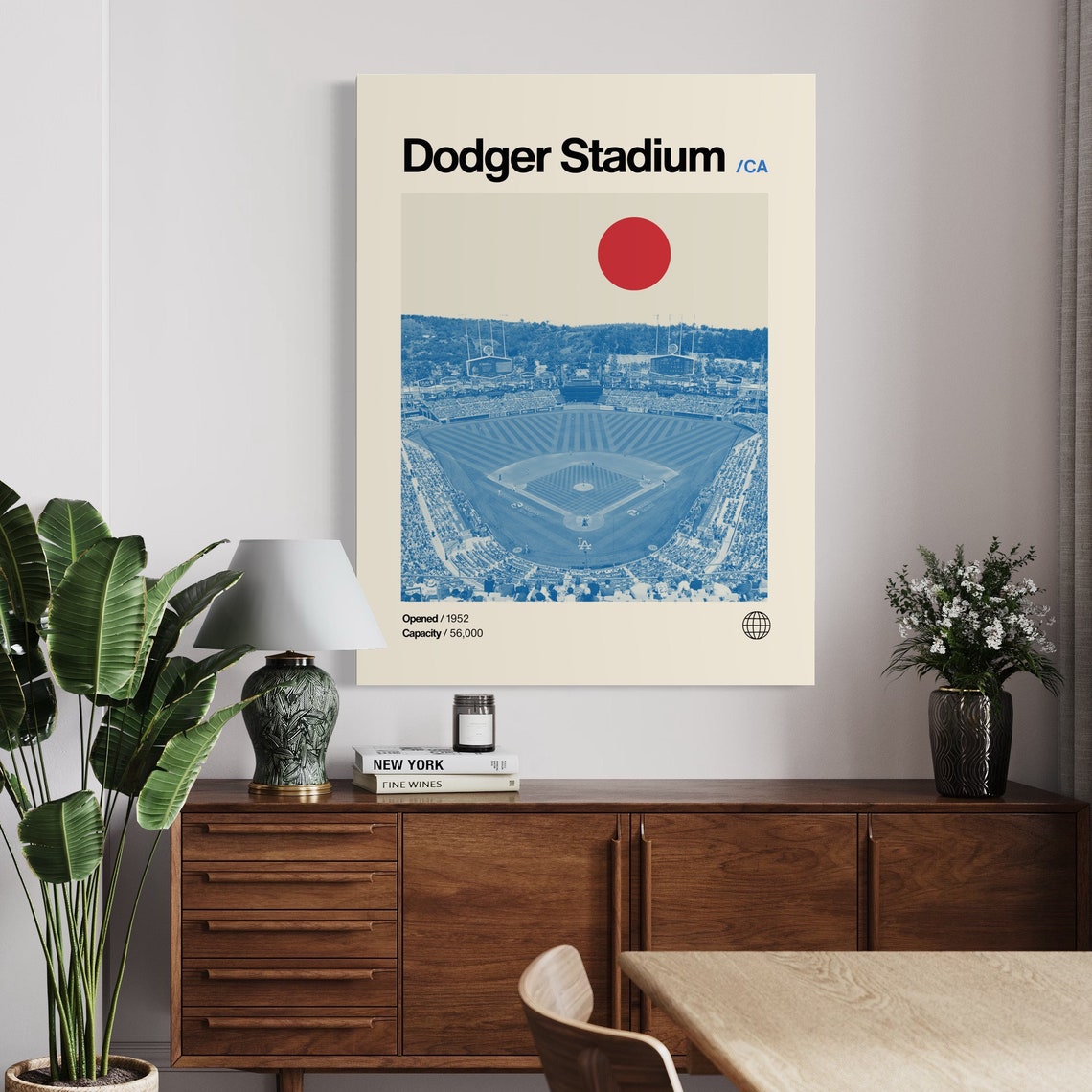 Dodger Stadium Monotone Poster, Dodgers Poster, Minimalist, Helvetica ...