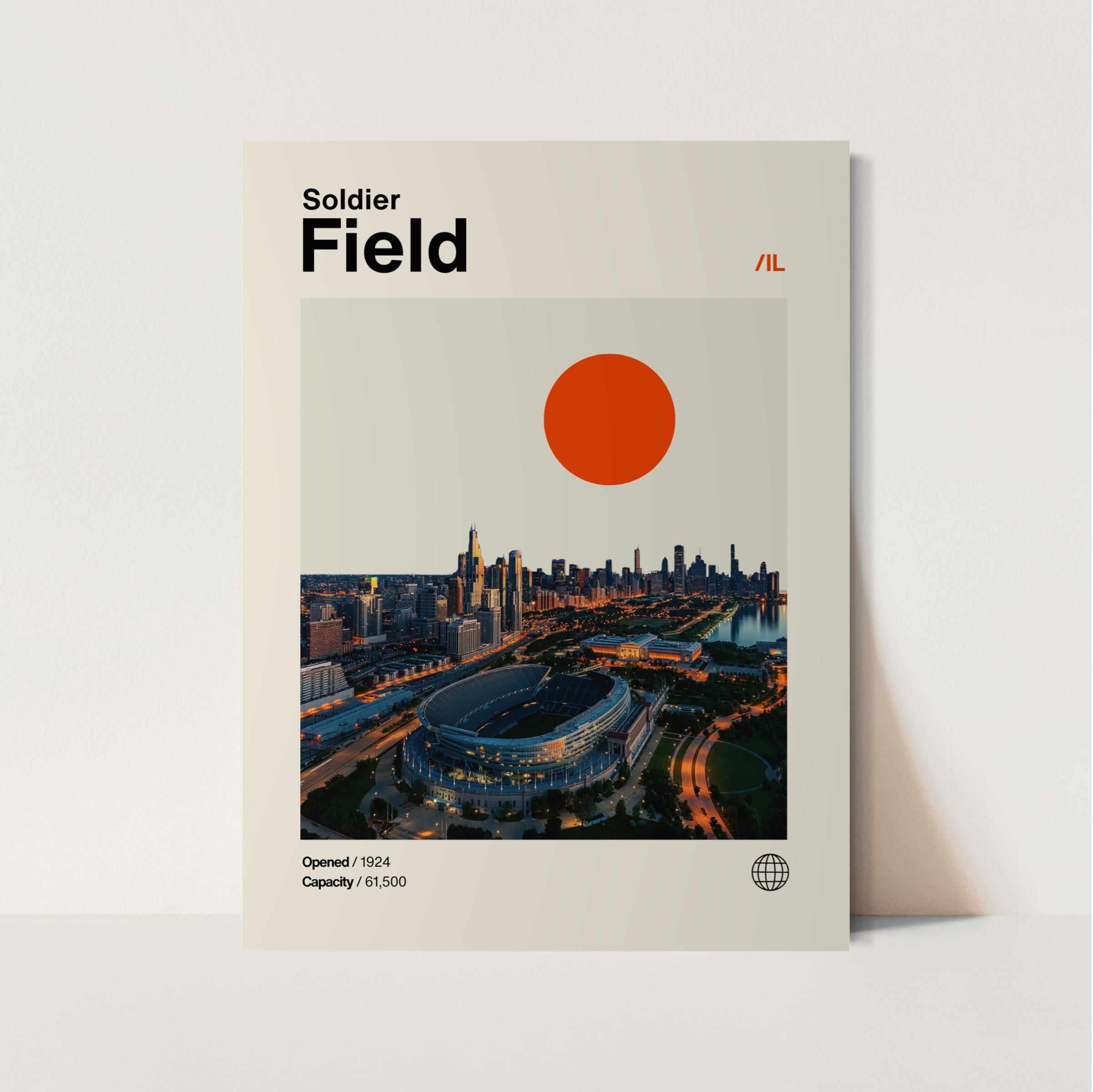Soldier Field Poster, Bears Poster, Minimalist, Helvetica, Mid-century ...