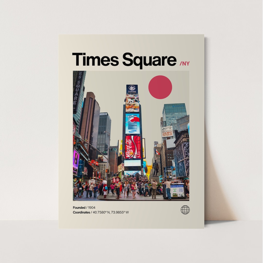 Times Square Poster, Minimalist, Helvetica, Mid-century Modern, Times ...