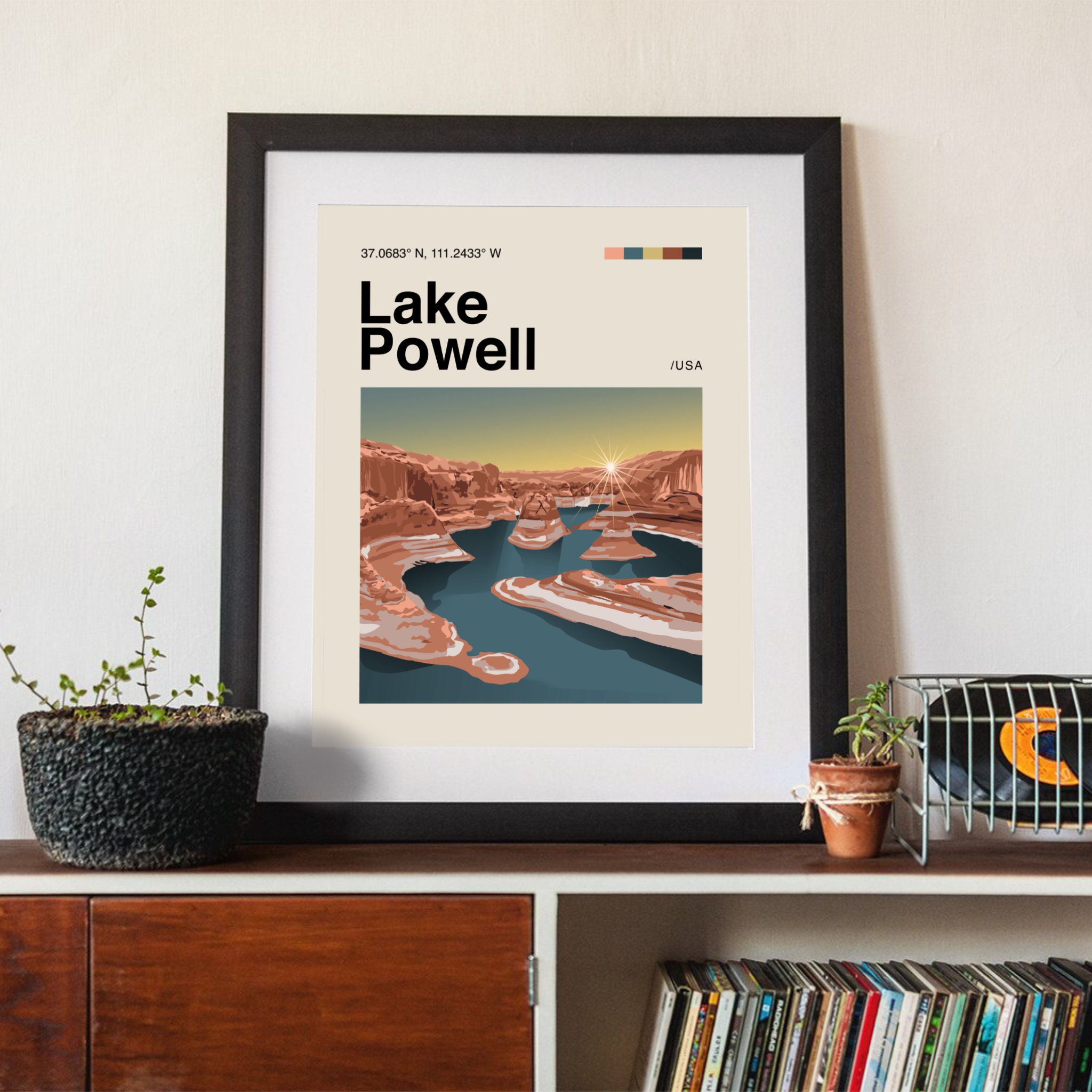 Lake Powell Poster, Minimalist, Helvetica, Mid-century Modern, Lake ...