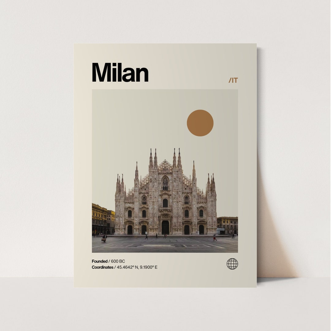Milan Poster, Minimalist, Helvetica, Mid-century Modern, Milan Travel ...