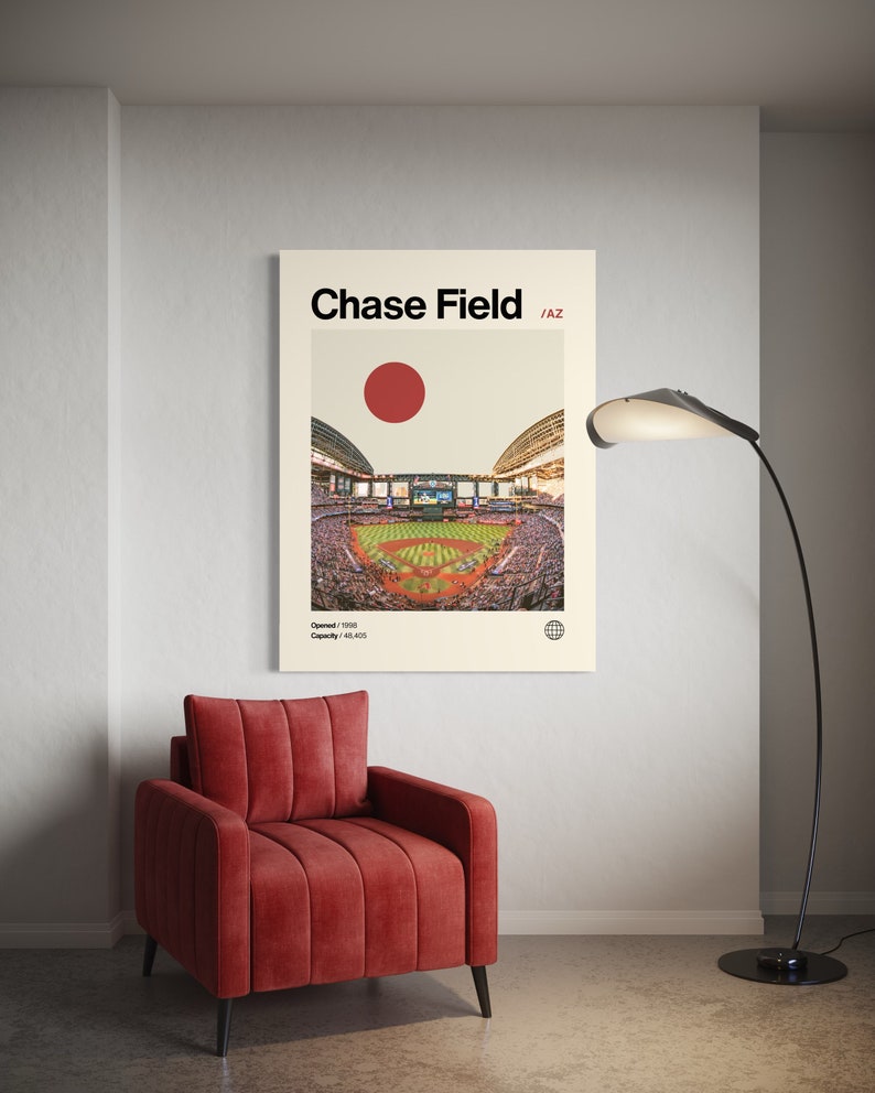 Chase Field Poster, Diamondbacks Poster, Minimalist, Helvetica, Mid ...