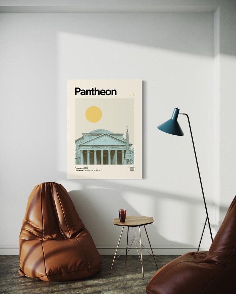 Pantheon Monochromatic Poster, Minimalist, Helvetica, Mid-century ...