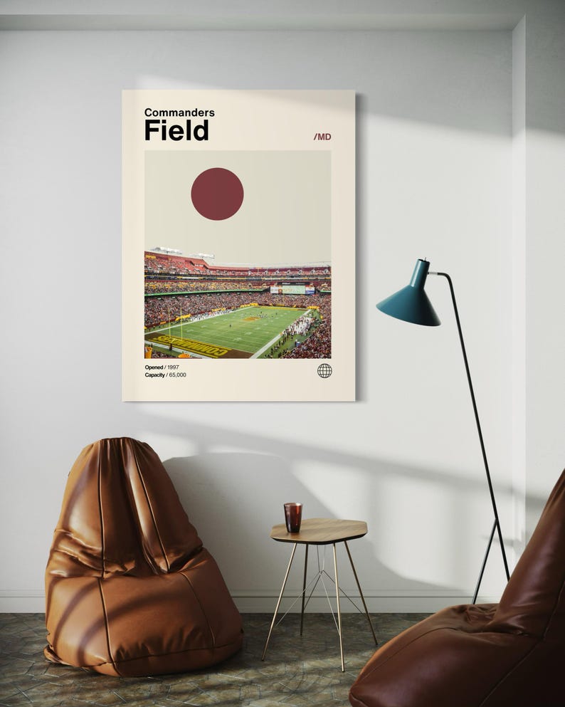Washington Commanders Stadium Poster, Commanders Poster, Minimalist ...
