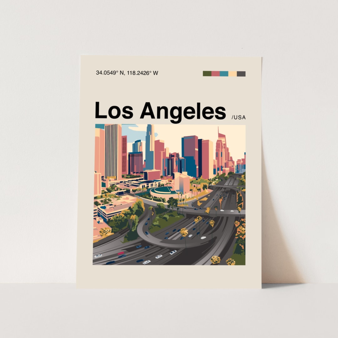 Los Angeles Poster, Minimalist, Helvetica, Mid-century Modern, Los ...