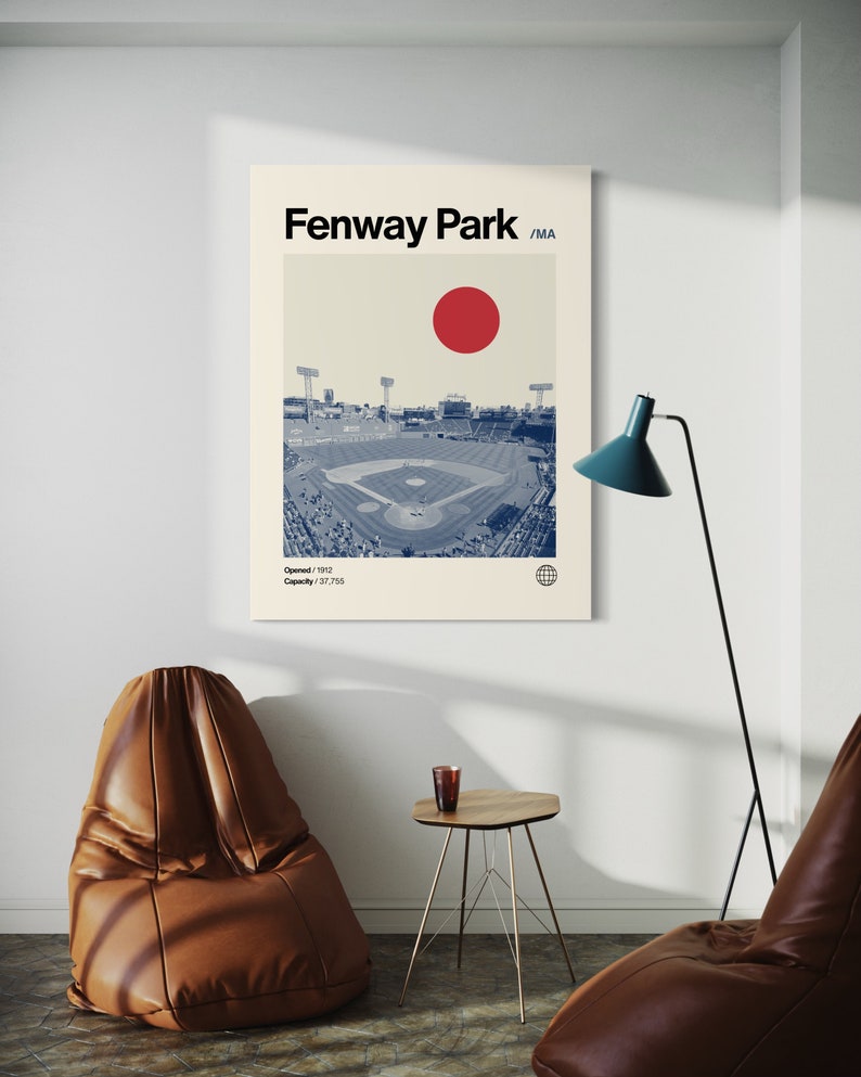 Fenway Park Monotone Poster, Redsox Poster, Minimalist, Helvetica, Mid ...