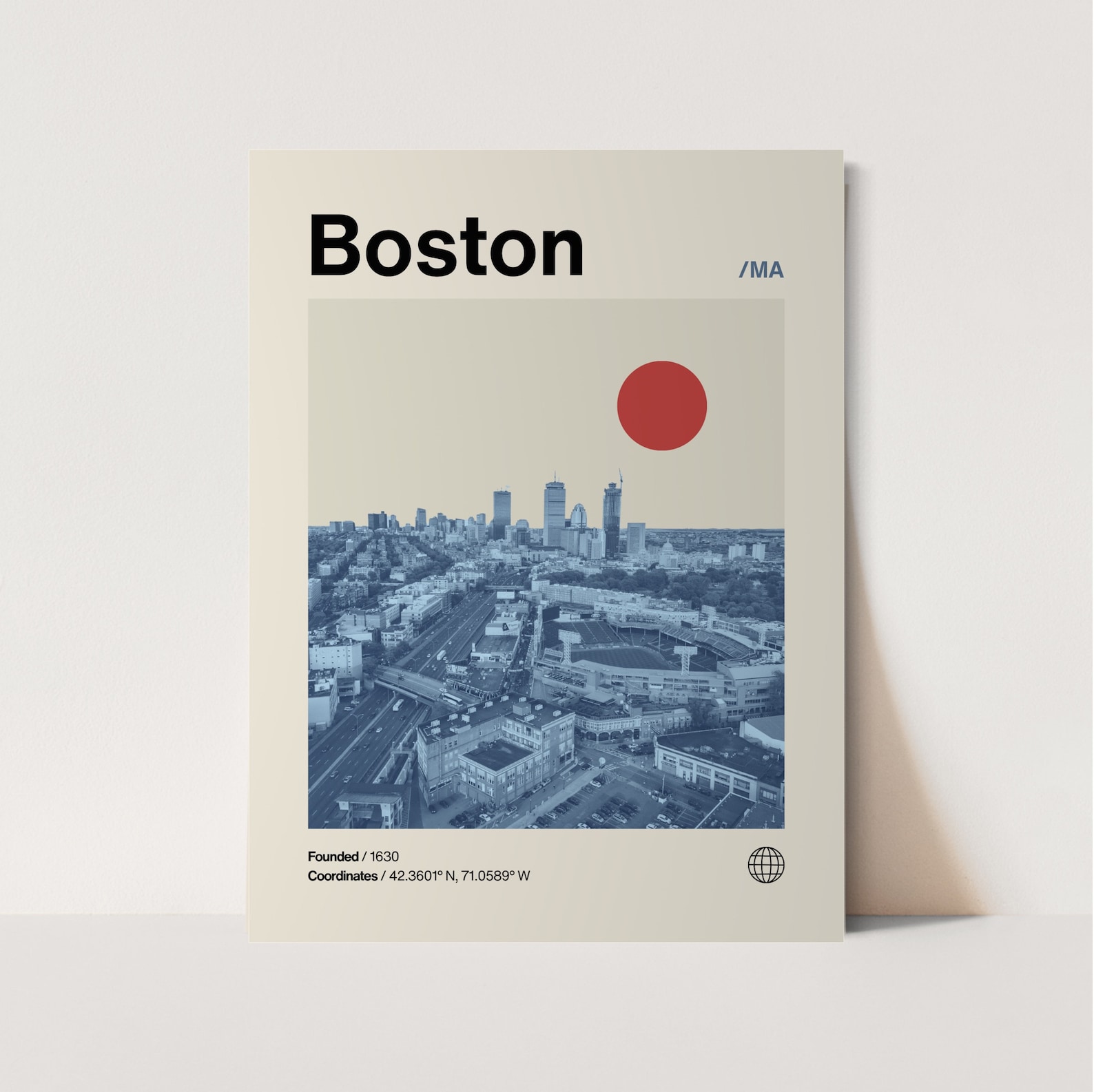 Boston Monochromatic Poster, Minimalist, Helvetica, Mid-century Modern ...