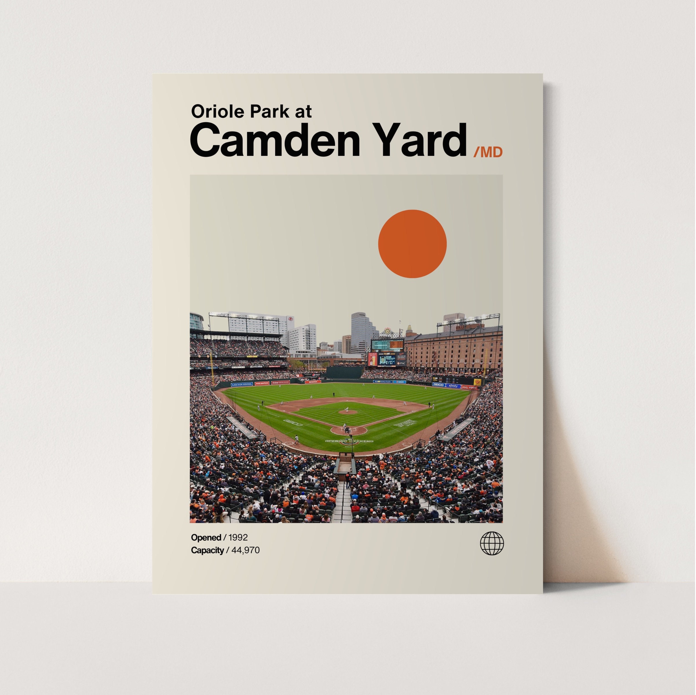 Camden Yard Poster, Orioles Poster, Minimalist, Helvetica, Mid-century ...
