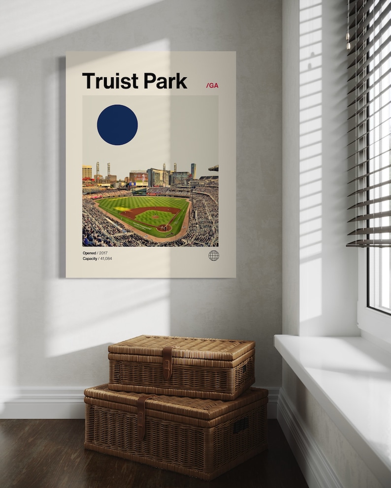 Truist Park Poster, Braves Poster, Minimalist, Helvetica, Mid-century ...