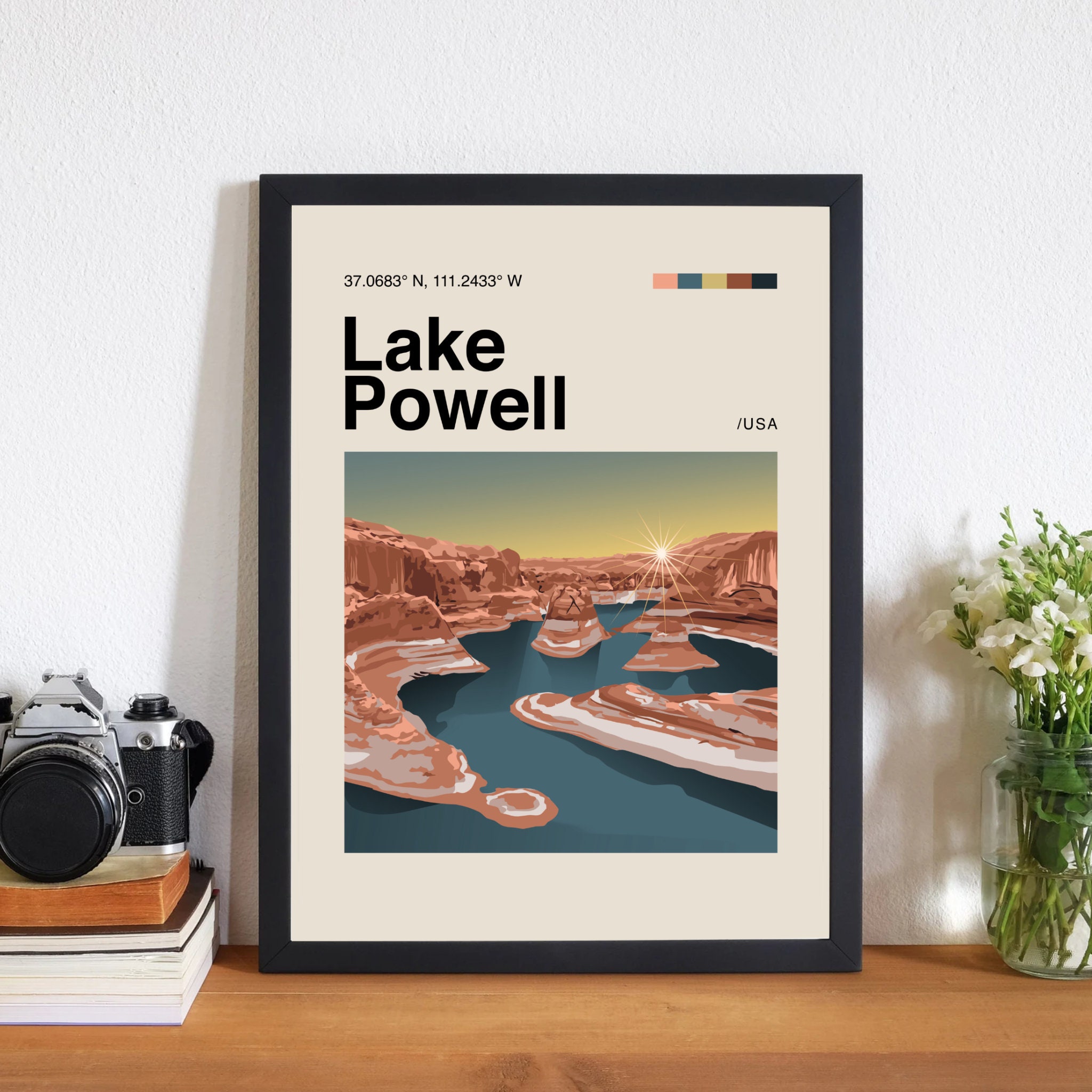 Lake Powell Poster, Minimalist, Helvetica, Mid-century Modern, Lake ...