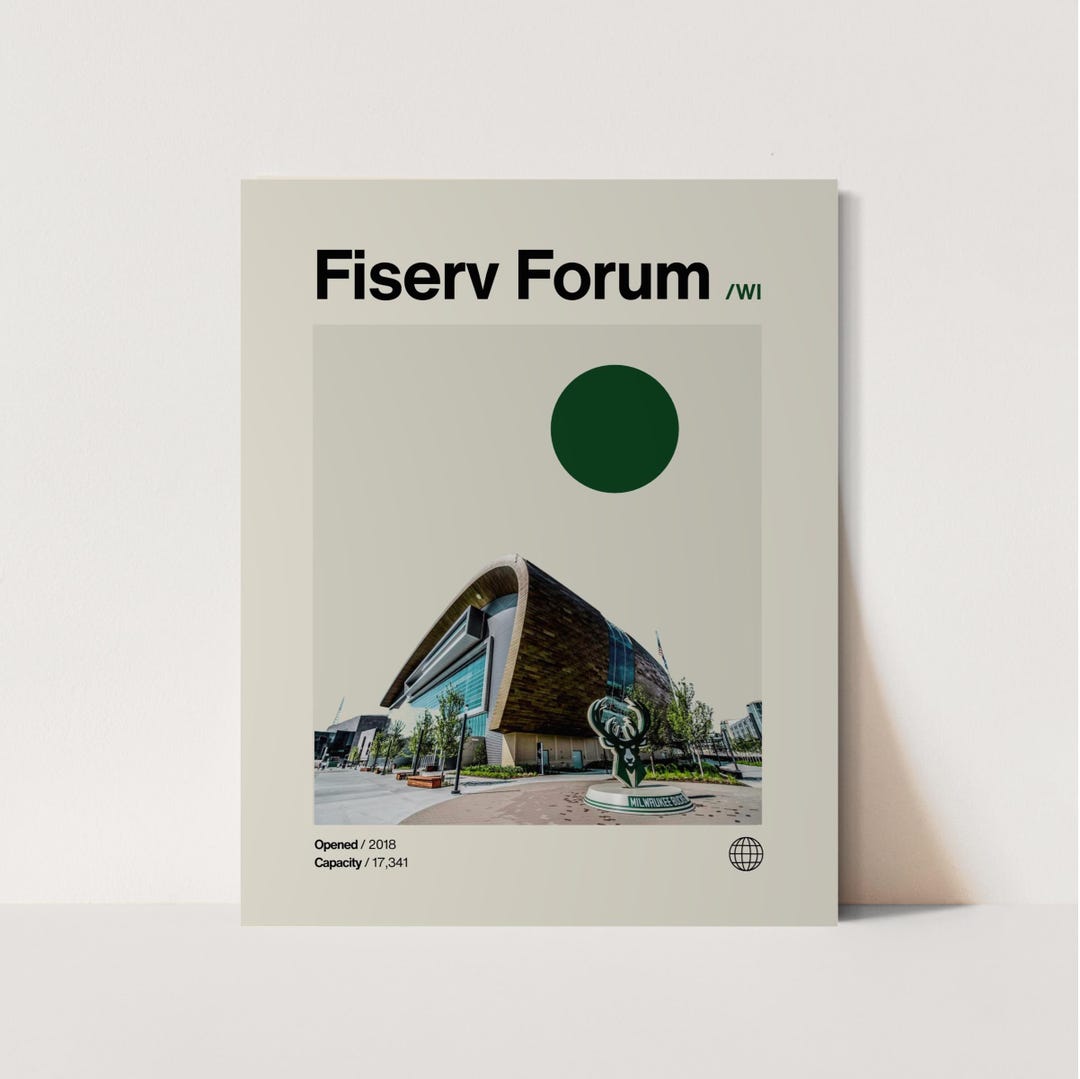 Fiserv Forum Poster, Bucks Poster, Minimalist, Helvetica, Mid-century ...