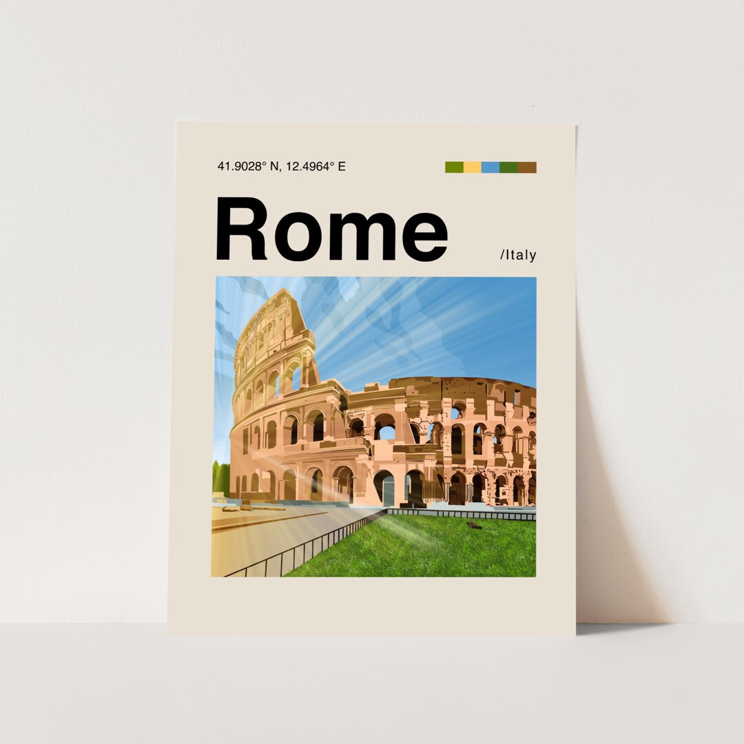 Rome Poster, Minimalist, Helvetica, Mid-century Modern, Rome Travel ...