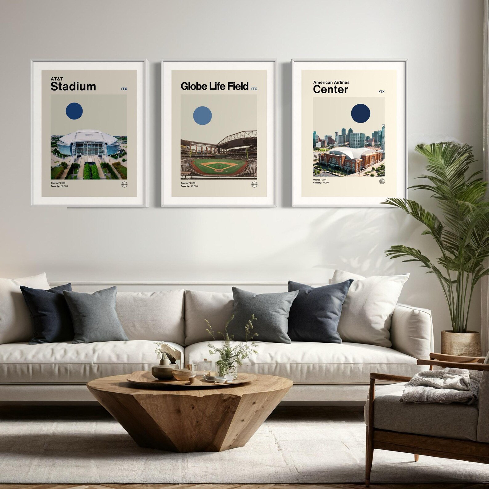 Dallas Sports Art Bundle Poster, AT&T Stadium, Globe Life Field ...