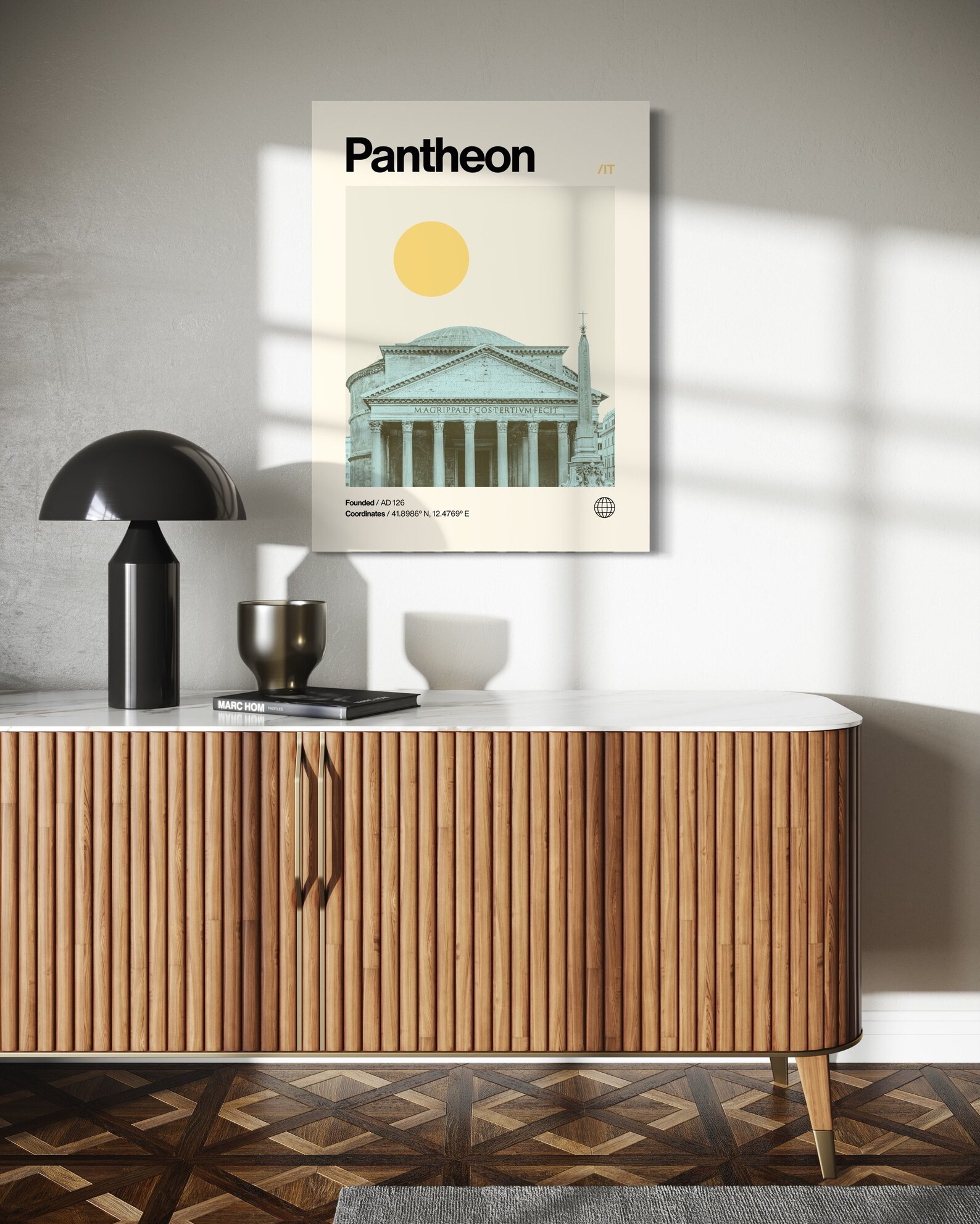 Pantheon Monochromatic Poster, Minimalist, Helvetica, Mid-century ...