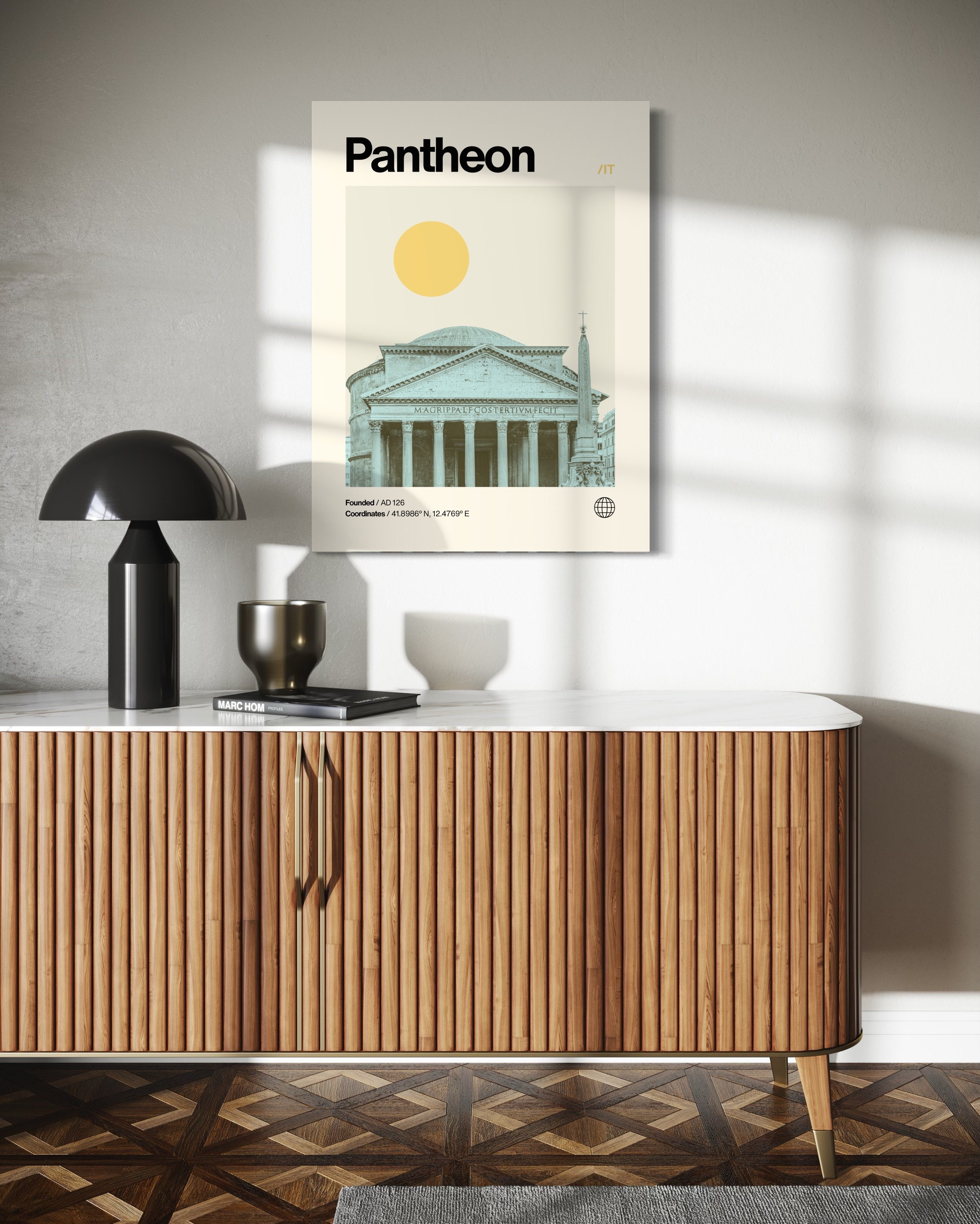 Pantheon Monochromatic Poster, Minimalist, Helvetica, Mid-century ...
