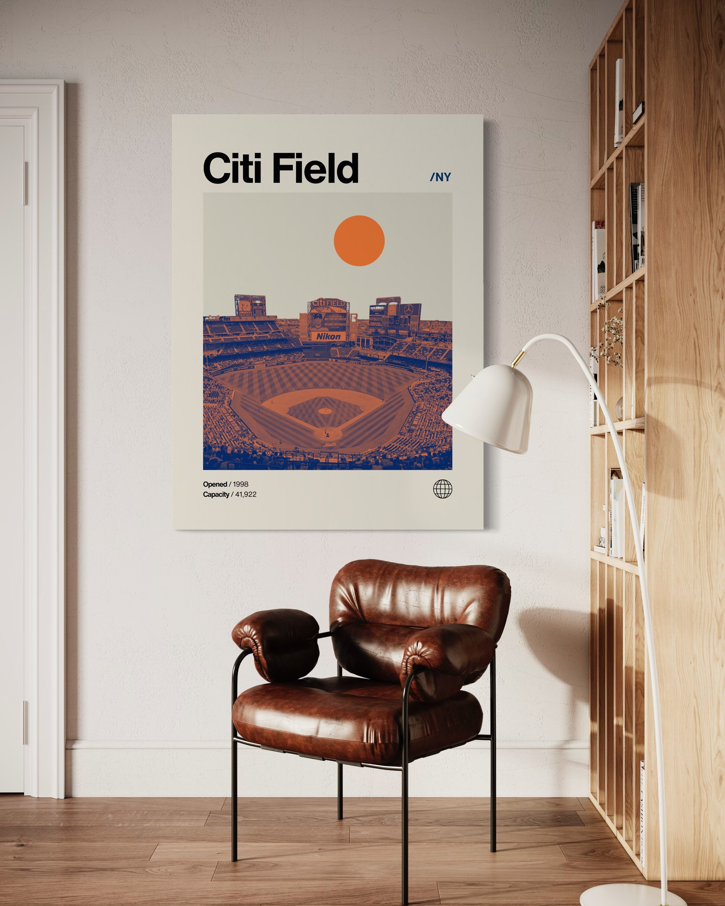 Citi Field Monotone Poster, Mets Poster, Minimalist, Helvetica, Mid ...