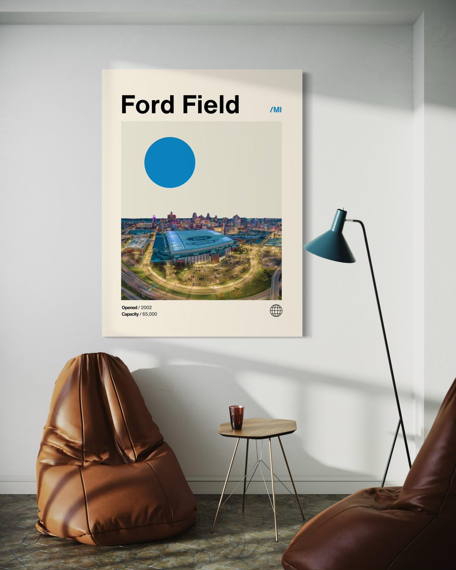 Ford Field Poster, Lions Poster, Minimalist, Helvetica, Mid-century ...