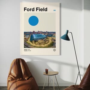 Ford Field Poster, Lions Poster, Minimalist, Helvetica, Mid-century ...