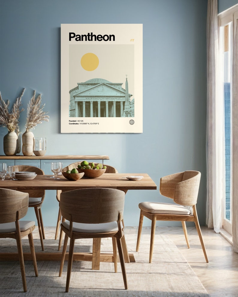 Pantheon Monochromatic Poster, Minimalist, Helvetica, Mid-century ...