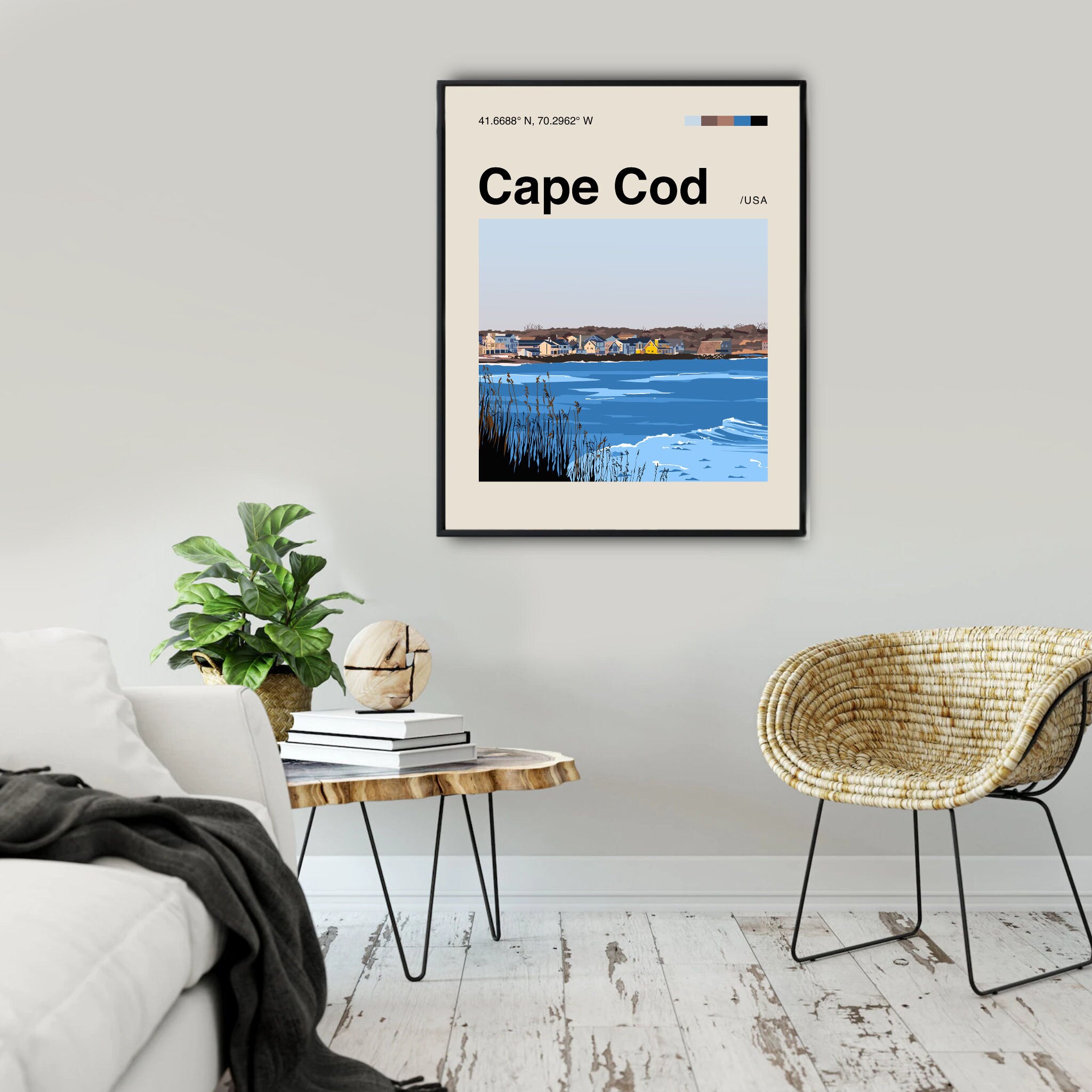Cape Cod Beach Poster, Minimalist, Helvetica, Mid-century Modern, Cape ...