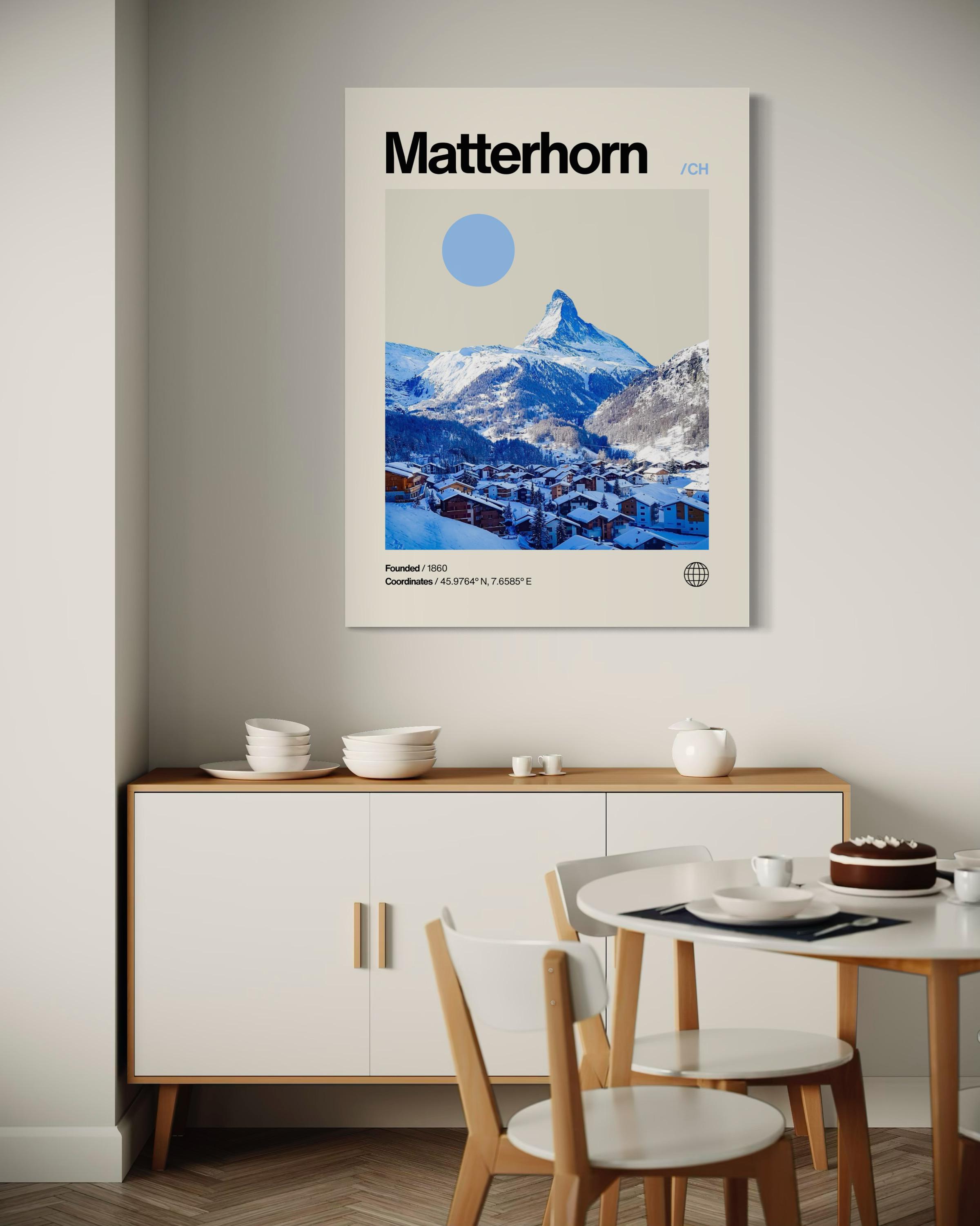 Matterhorn Poster, Minimalist, Helvetica, Mid-century Modern ...