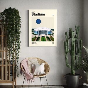 AT&T Stadium Poster, Cowboys Poster, Minimalist, Helvetica, Mid-century ...