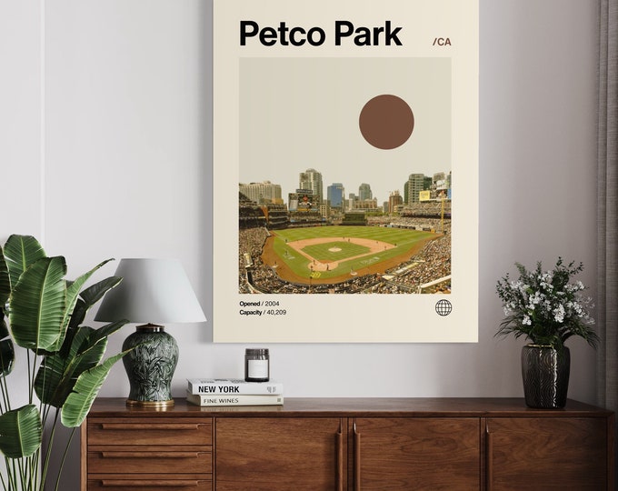 Petco Park Poster, Padres Poster, Minimalist, Helvetica, Mid-century ...