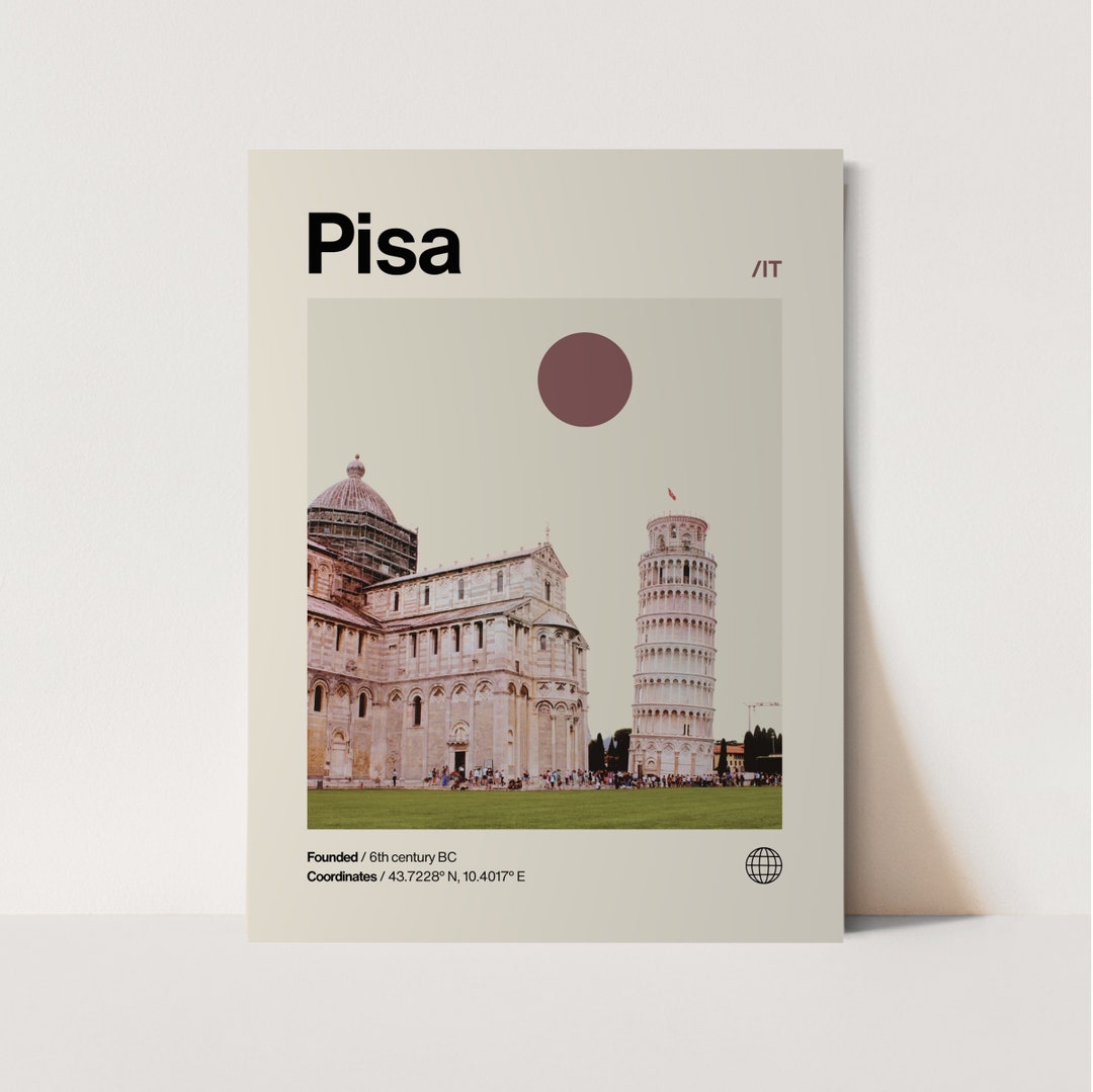 Pisa Poster, Minimalist, Helvetica, Mid-century Modern, Pisa Travel ...